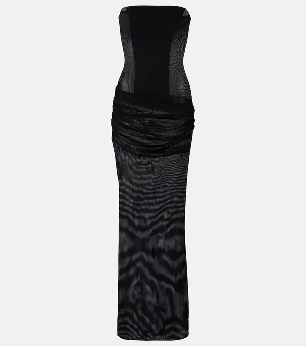 Alex Perry Sheer Strapless Corset Dress - Black