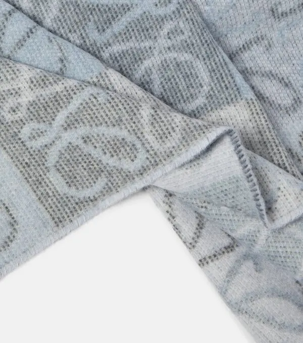 Loewe Anagram Wool And Cashmere Scarf - Blue