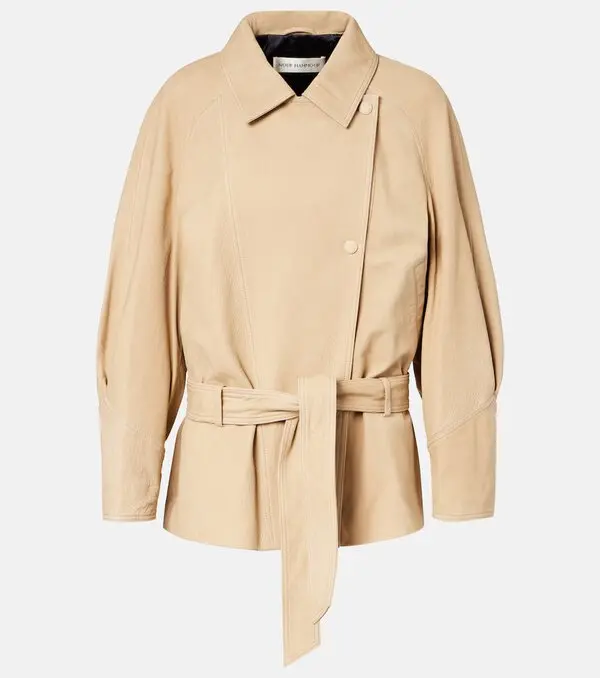 Nour Hammour Buffy Leather Jacket - Beige