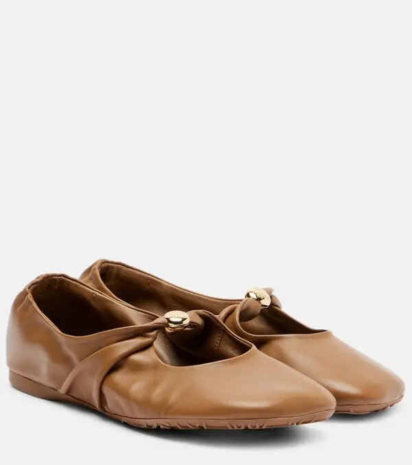 Loewe Pebble Leather Ballet Flats - Brown