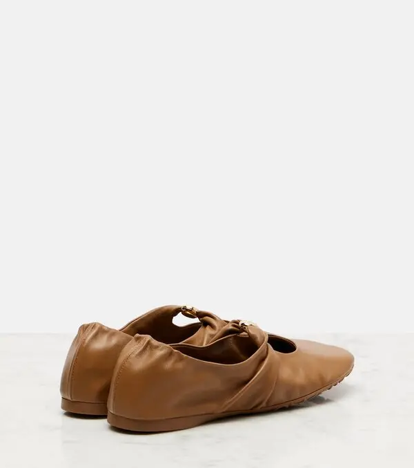 Loewe Pebble Leather Ballet Flats - Brown