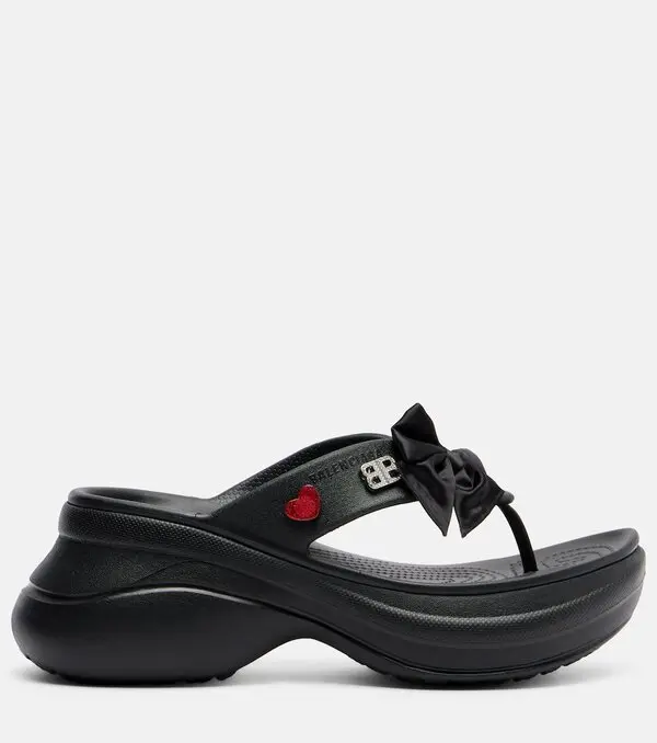 Balenciaga X Crocs Jibbitz Platform Thong Sandals - Black