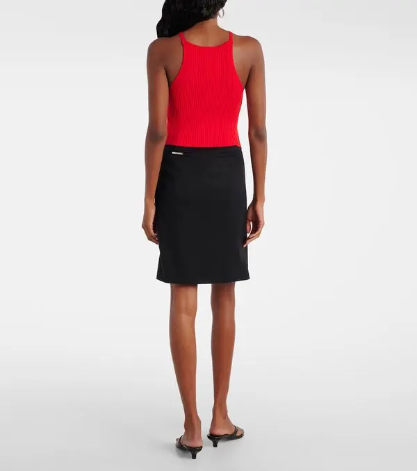 COURREGES Courrèges Circle Logo Ribbed-knit Tank Top - Red