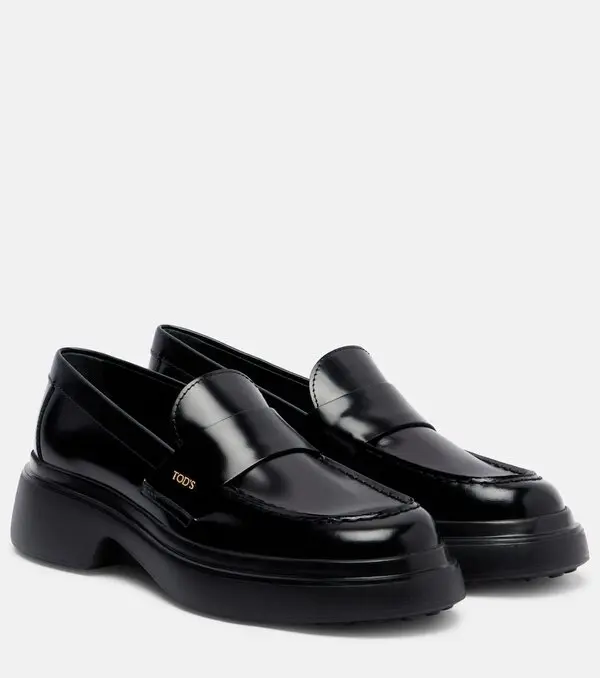 TOD'S Leather Loafers With Espadrille Sole - Black