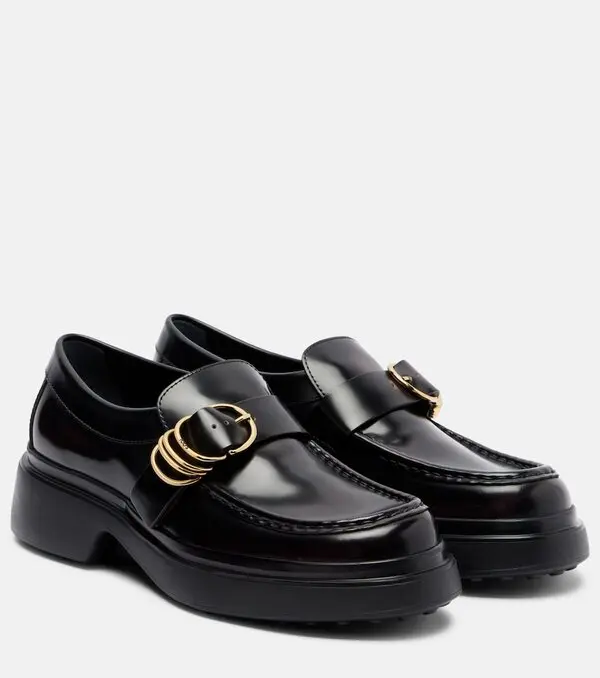 TOD'S Leather Loafers With Espadrille Sole - Black
