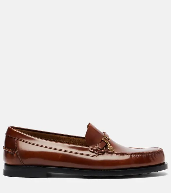 TOD'S Leather Loafers With Gold Tone Hardware - Brown