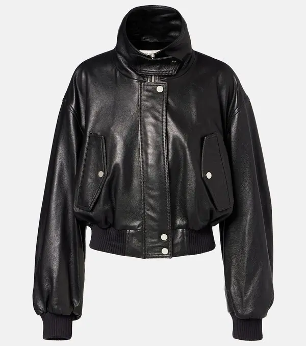 Nour Hammour Briar Leather Bomber Jacket - Black