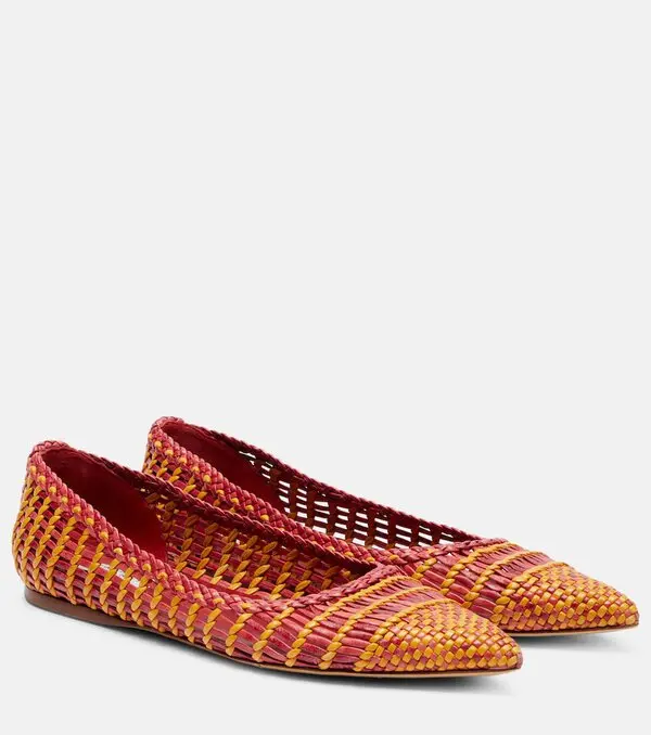 Gabriela Hearst Aurora Woven Leather Ballet Flats - Red