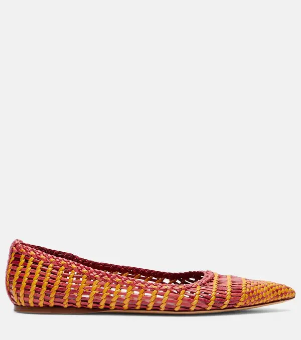 Gabriela Hearst Aurora Woven Leather Ballet Flats - Red