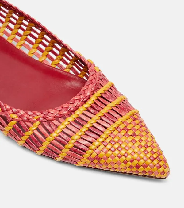 Gabriela Hearst Aurora Woven Leather Ballet Flats - Red
