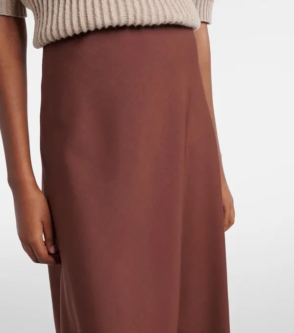 Brunello Cucinelli Wool-blend Midi Skirt - Brown