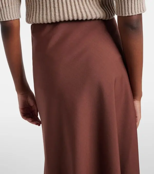 Brunello Cucinelli Wool-blend Midi Skirt - Brown