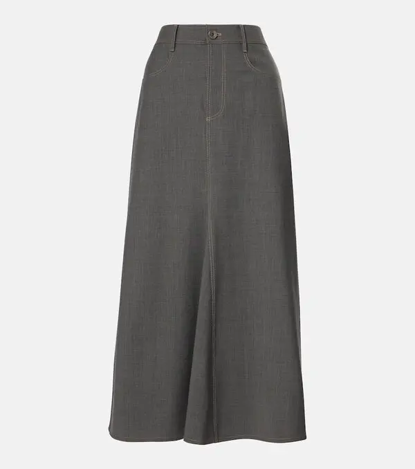 Brunello Cucinelli Wool-blend Midi Skirt - Grey