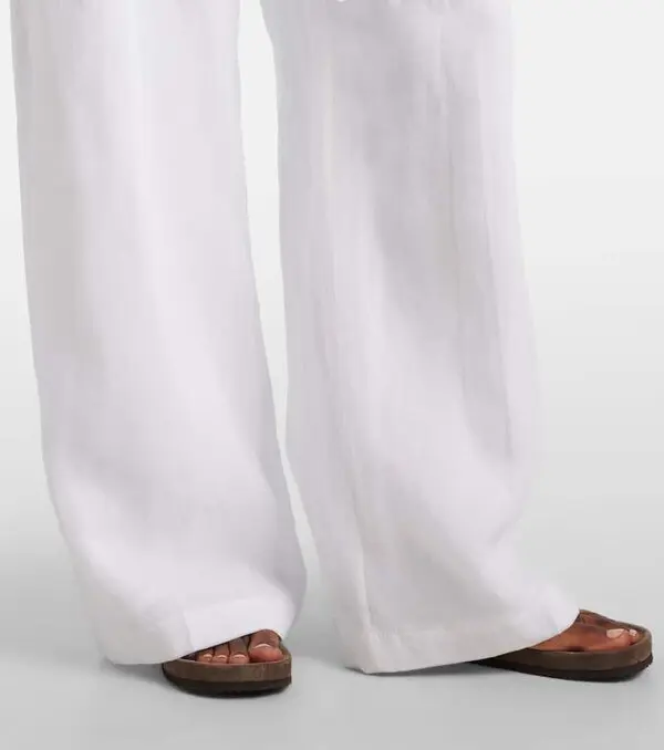 Brunello Cucinelli Wide-leg Cotton Trousers - White