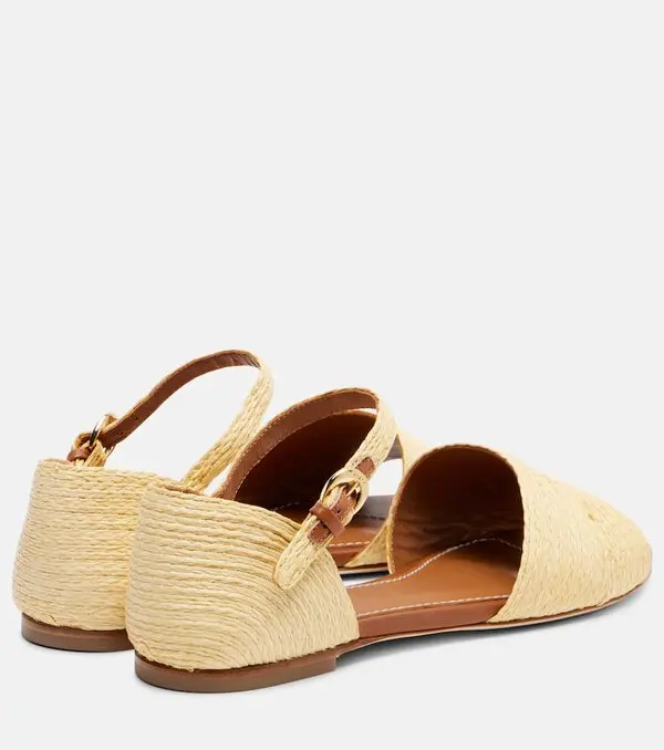 Staud Catharine Raffia And Leather Sandals