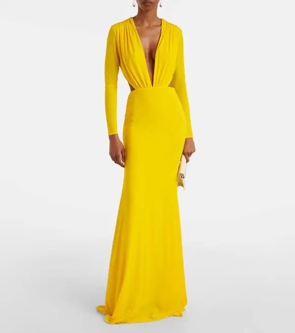 Alex Perry Ruched Open-back Gown