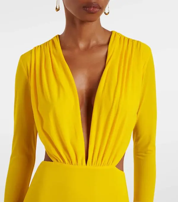 Alex Perry Ruched Open-back Gown