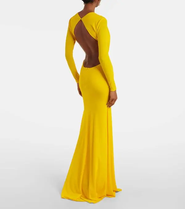 Alex Perry Ruched Open-back Gown