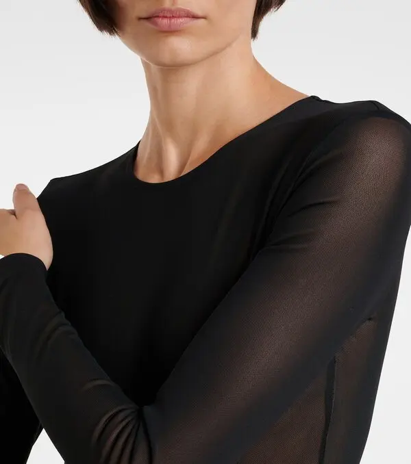 Alex Perry Ruched Sheer Mesh Gown
