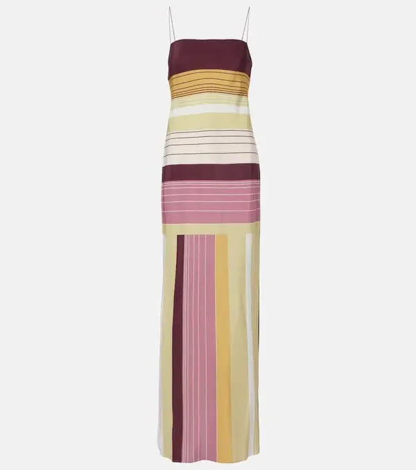 SIR. Fontana Striped Silk Crepe Slip Dress - Multicoloured