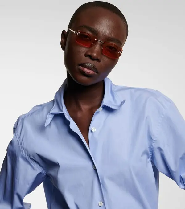 Fendi First Crystal Rectangle Sunglasses - Orange