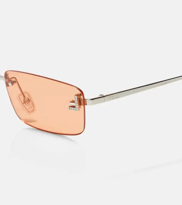 Fendi First Crystal Rectangle Sunglasses - Orange