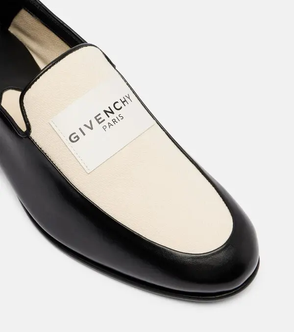 Givenchy Label Leather And Canvas Loafers