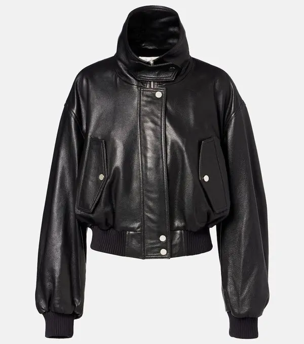 Nour Hammour Briar Leather Bomber Jacket - Black