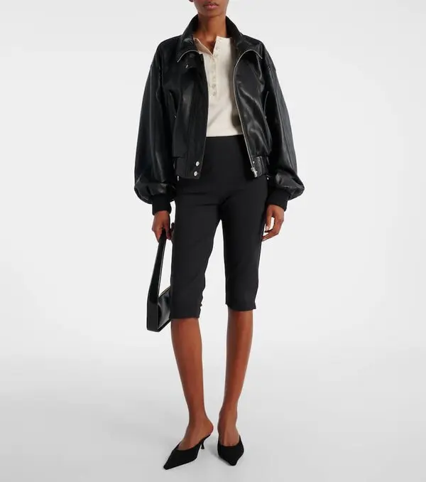 Nour Hammour Briar Leather Bomber Jacket - Black