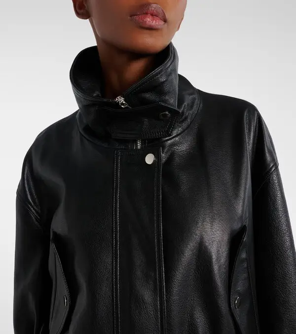 Nour Hammour Briar Leather Bomber Jacket - Black
