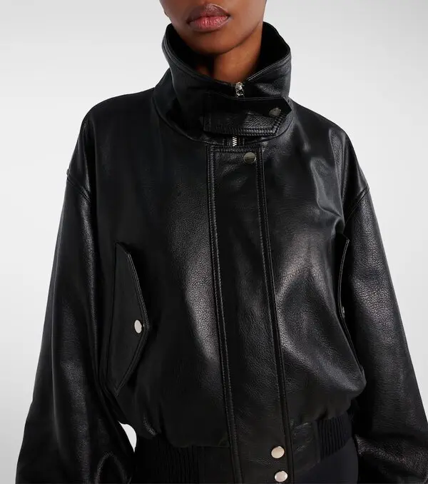 Nour Hammour Briar Leather Bomber Jacket - Black