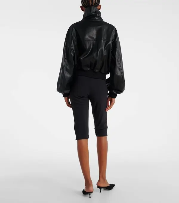 Nour Hammour Briar Leather Bomber Jacket - Black