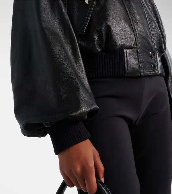 Nour Hammour Briar Leather Bomber Jacket - Black