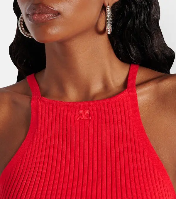 COURREGES Circle Logo Ribbed-knit Tank Top