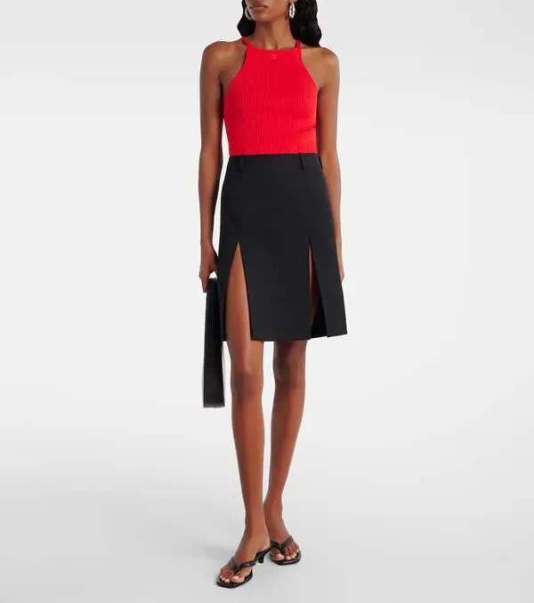 COURREGES Circle Logo Ribbed-knit Tank Top
