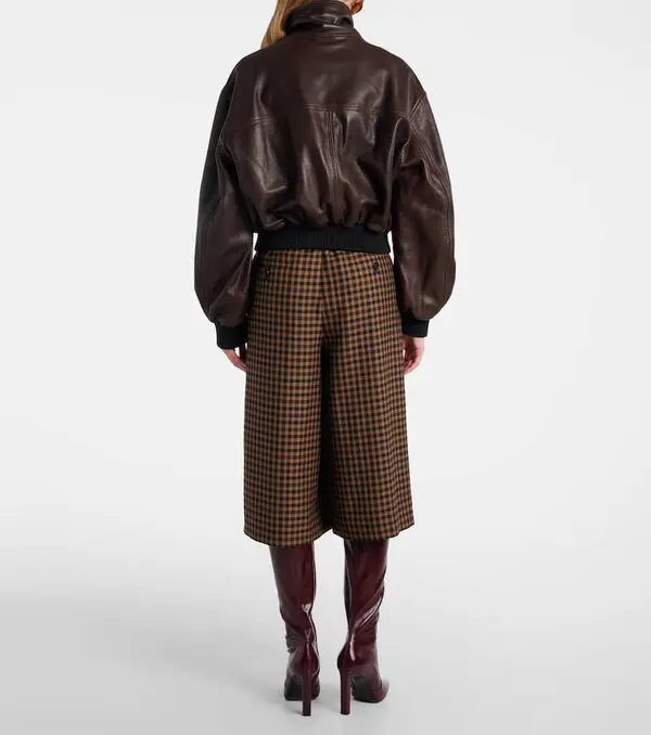 Nour Hammour Briar Leather Bomber Jacket - Brown