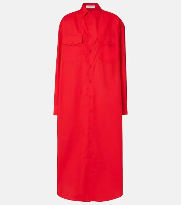 THE FRANKIE SHOP Calren Cotton Shirtdress - Red
