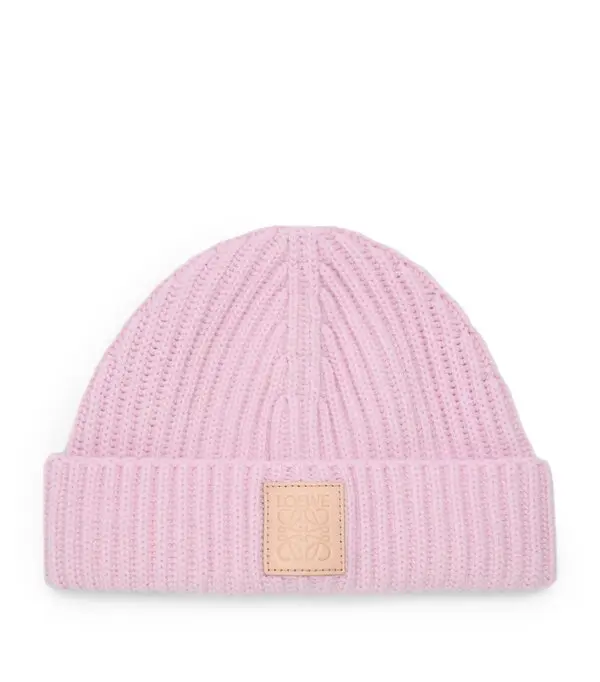 Loewe Cashmere Ribbed Beanie - Pink