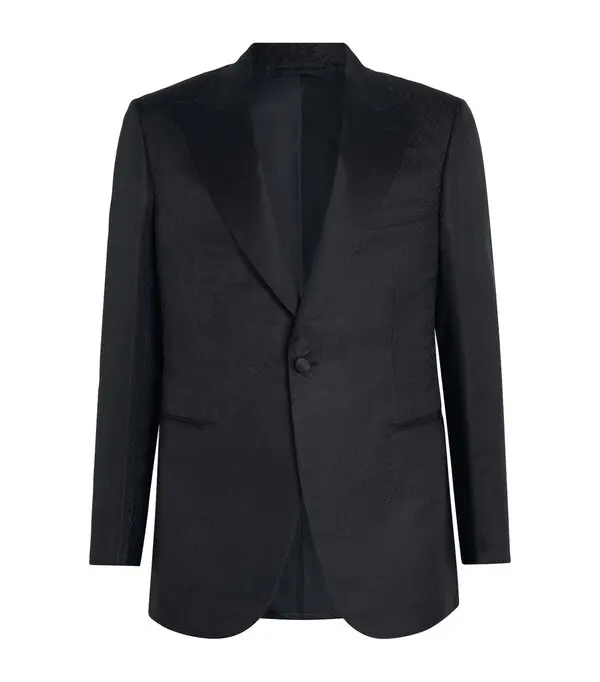 Brioni Silk Jacquard Virgilio Tuxedo Jacket - Black