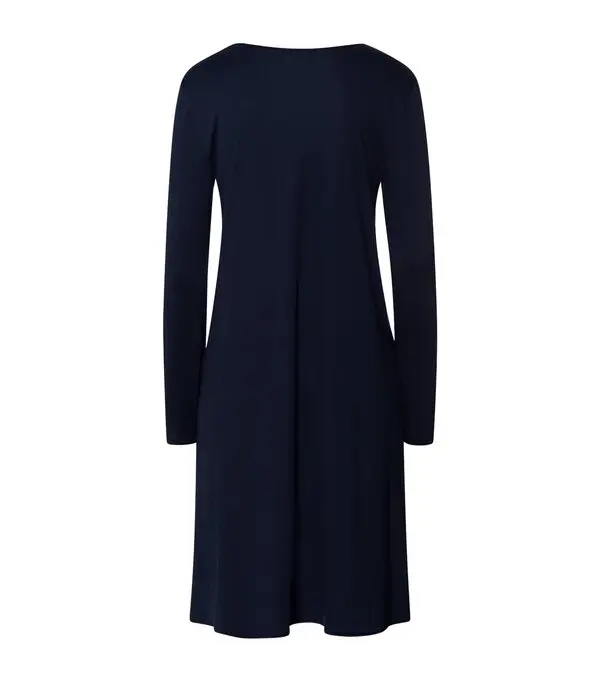 Hanro Cotton Long-sleeve Nightdress - Navy