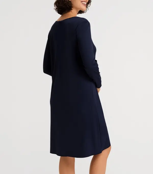 Hanro Cotton Long-sleeve Nightdress - Navy