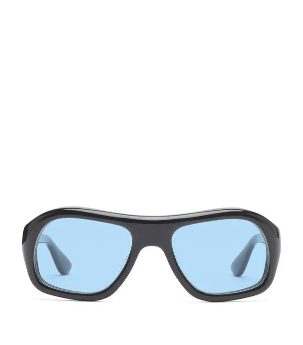 PORT TANGER Acetate Aviator Sunglasses - Black