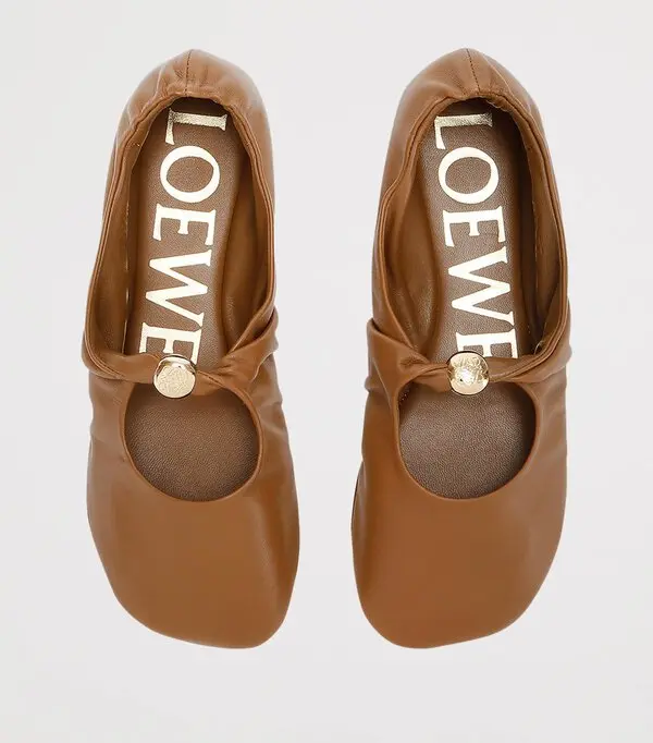 Loewe Leather Pebble Ballet Flats - Brown