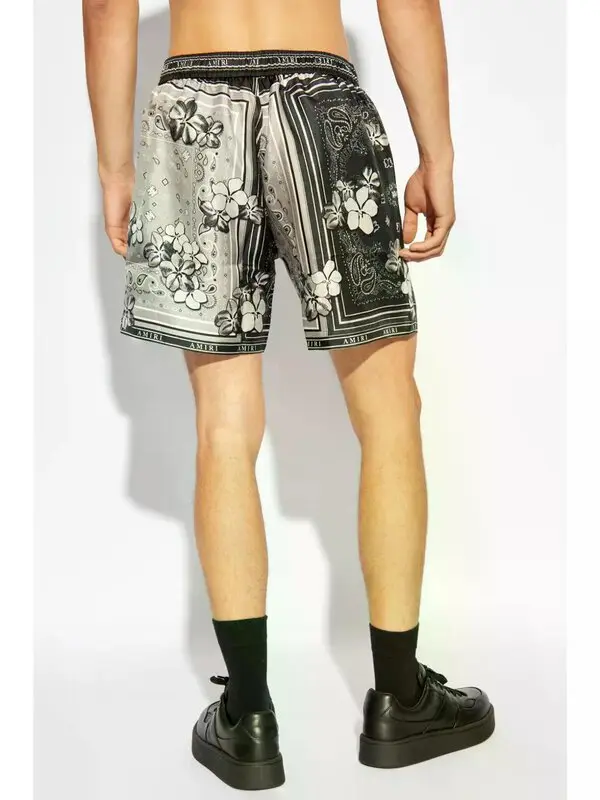 Amiri Bandana Floral Silk Shorts - Black