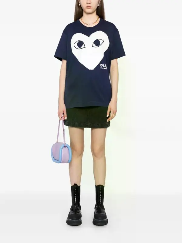 Play Comme Des Garcon Heart-printed T-shirt - Blue