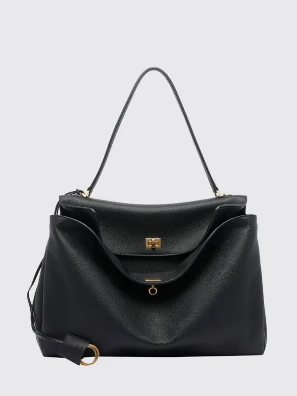 Balenciaga Rodeo Large Shoulder Bag In Grained Calfskin Leather - Black