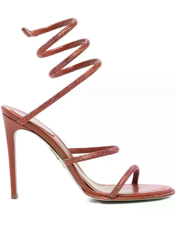 Rene Caovilla 110mm Crystal-embellished Spiral-wrap Sandals - Red
