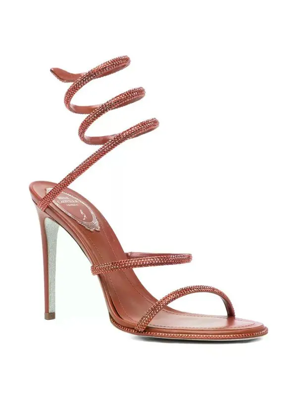 Rene Caovilla 110mm Crystal-embellished Spiral-wrap Sandals - Red