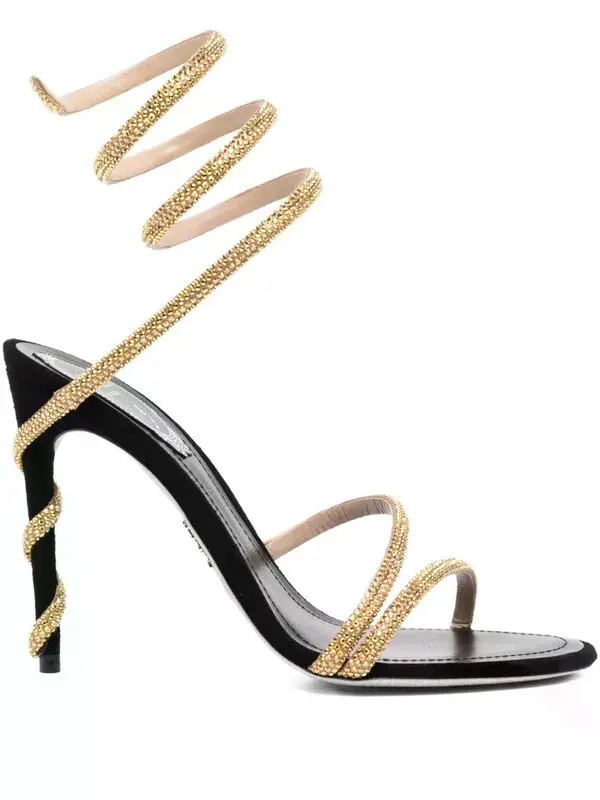 Rene Caovilla 110mm Crystal-embellished Spiral Sandals - Black