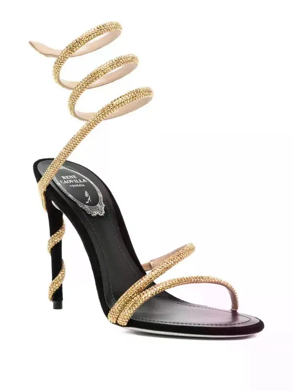 Rene Caovilla 110mm Crystal-embellished Spiral Sandals - Black